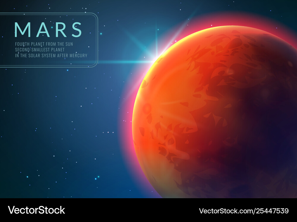 Mars background red planet with texture in outer Vector Image