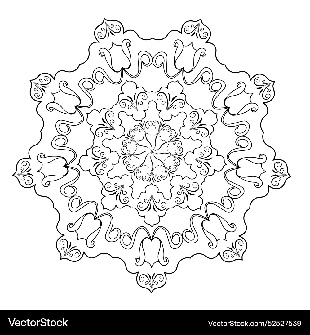 Round black and white mandala-style patterns Vector Image