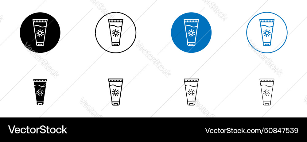 Suntan cream icon set beach sun cream symbol Vector Image