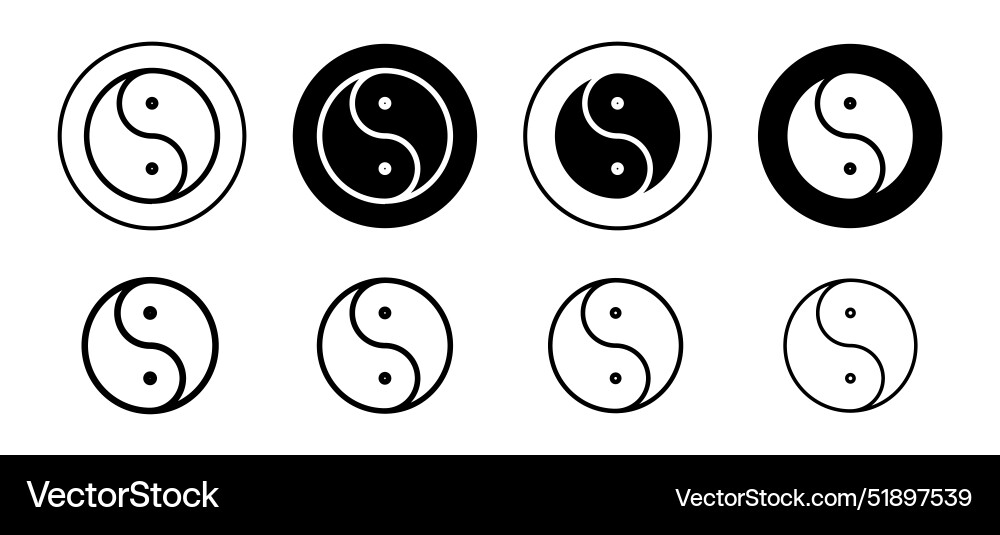Yin yang icon set collection for web Royalty Free Vector