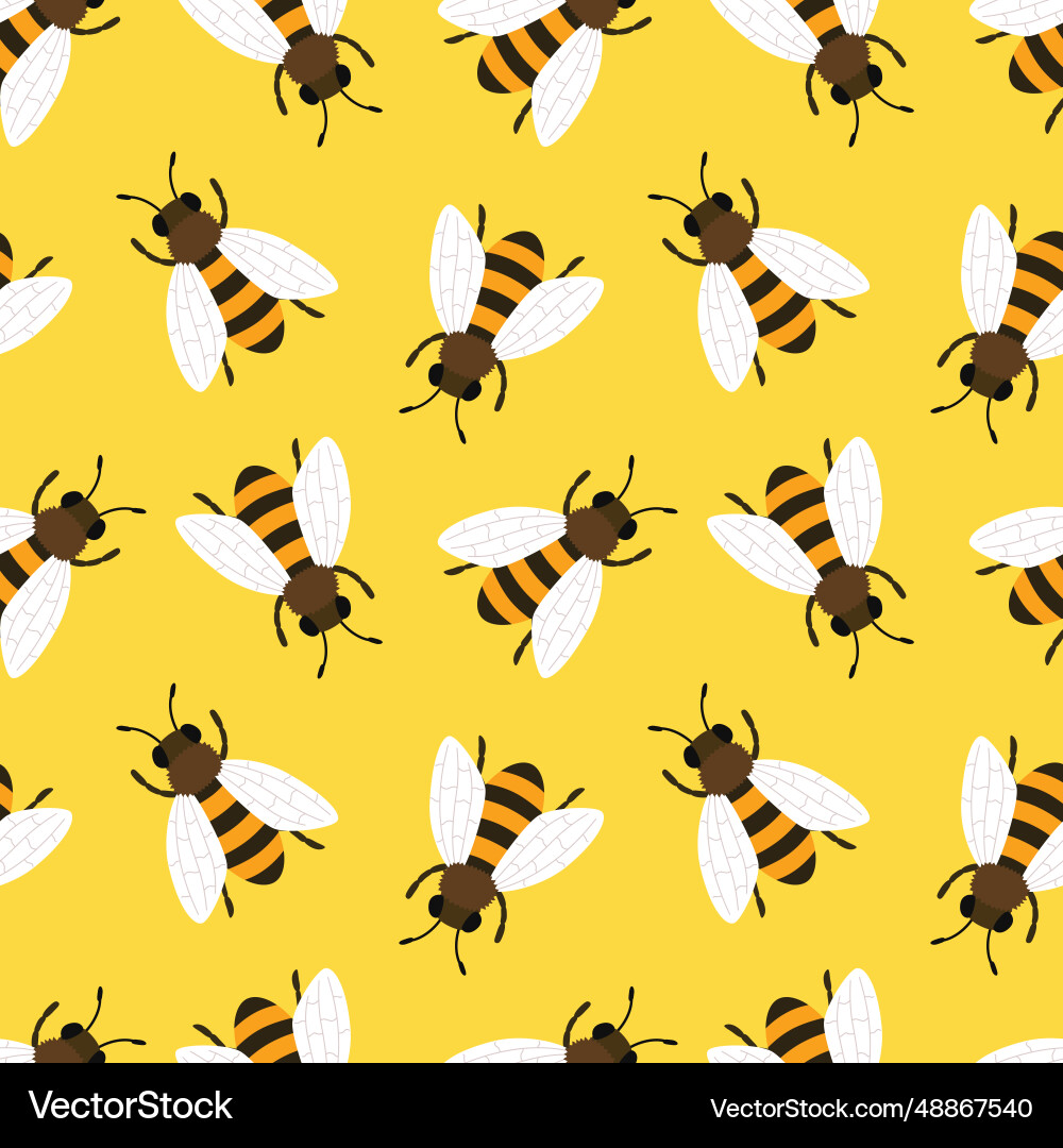 A seamless pattern with bees Royalty Free Vector Image