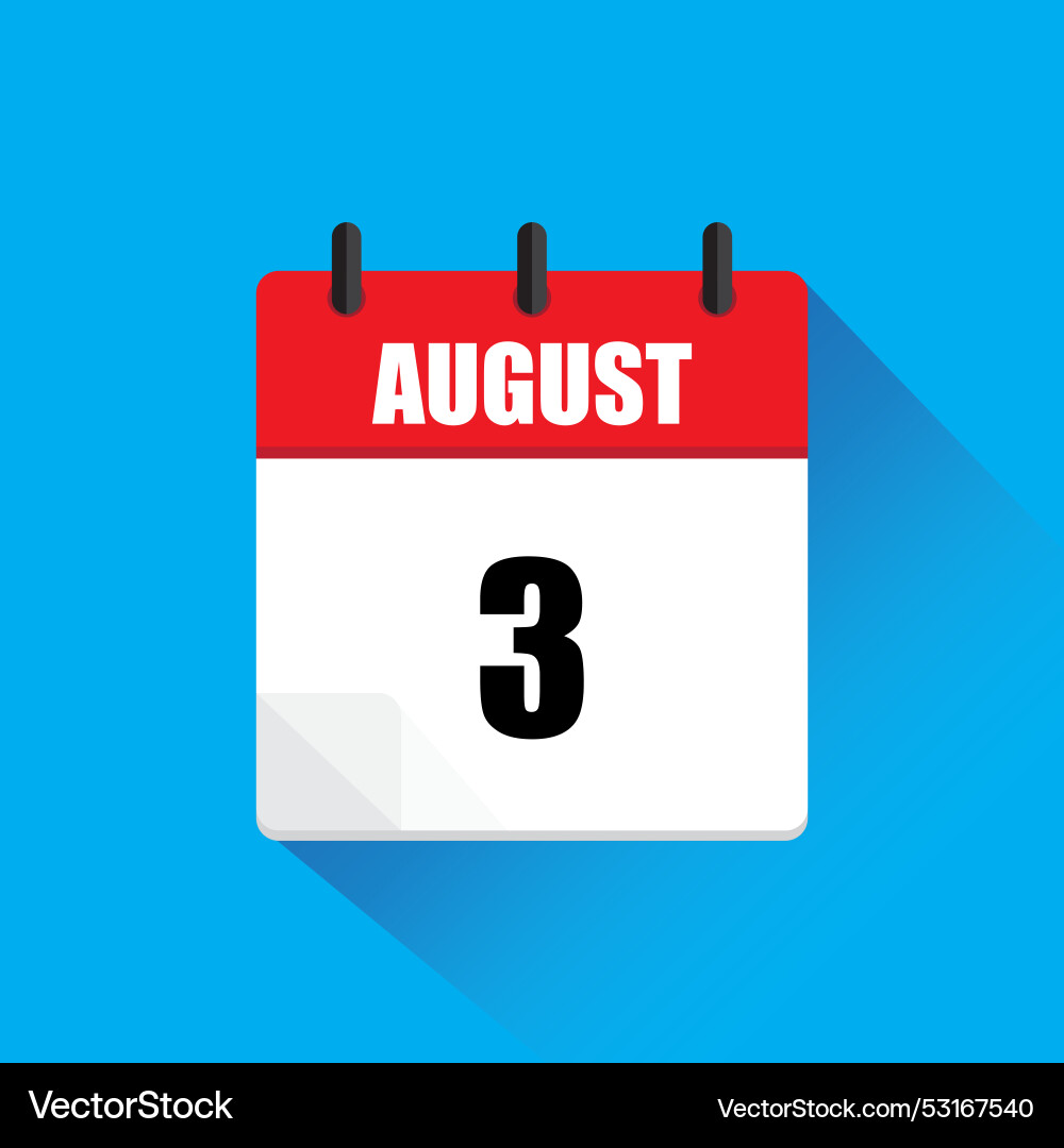 Calendar icon august red header design third Vector Image