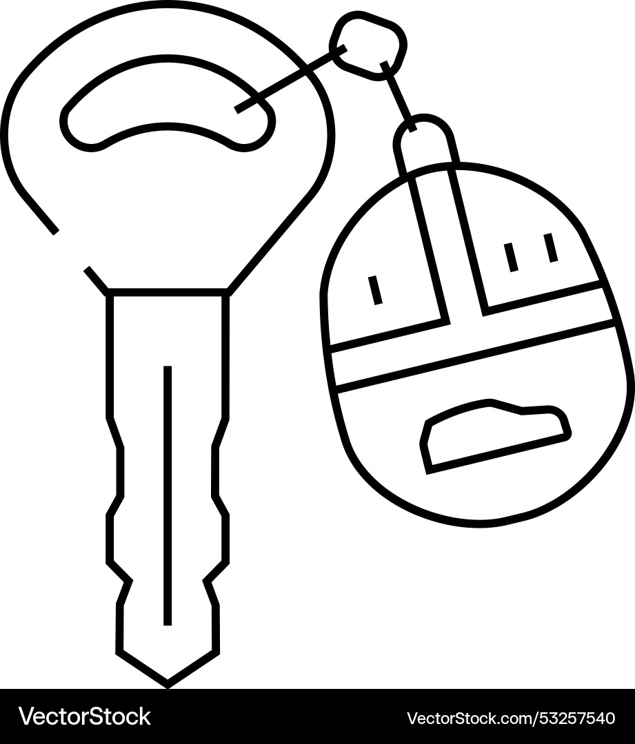 Car key with fob line icon Royalty Free Vector Image