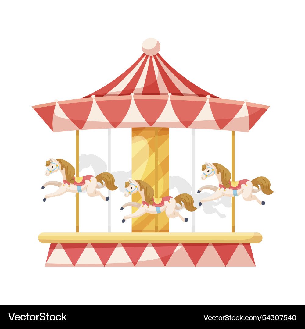 Carousel with horses in motion Royalty Free Vector Image