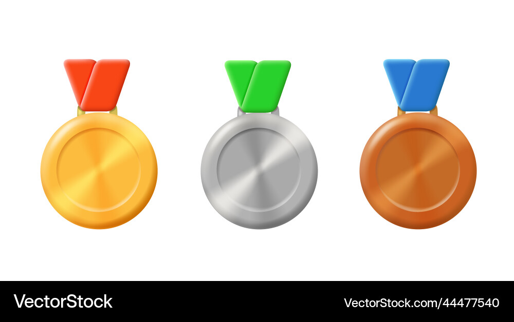 Cartoon medals set gold silver and bronze Vector Image