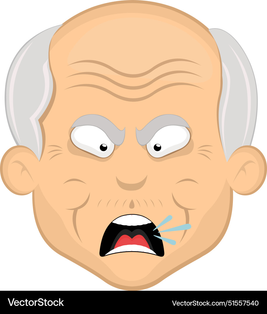 Face old man grandfather screaming Royalty Free Vector Image