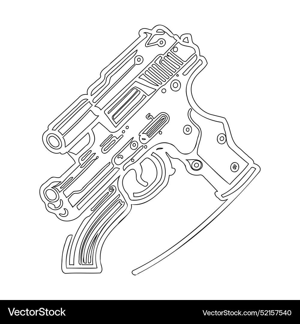 Gun galaxy outline sketch Royalty Free Vector Image
