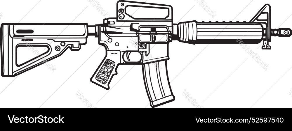 Lethal precision m16 rifle icon in black tactical Vector Image