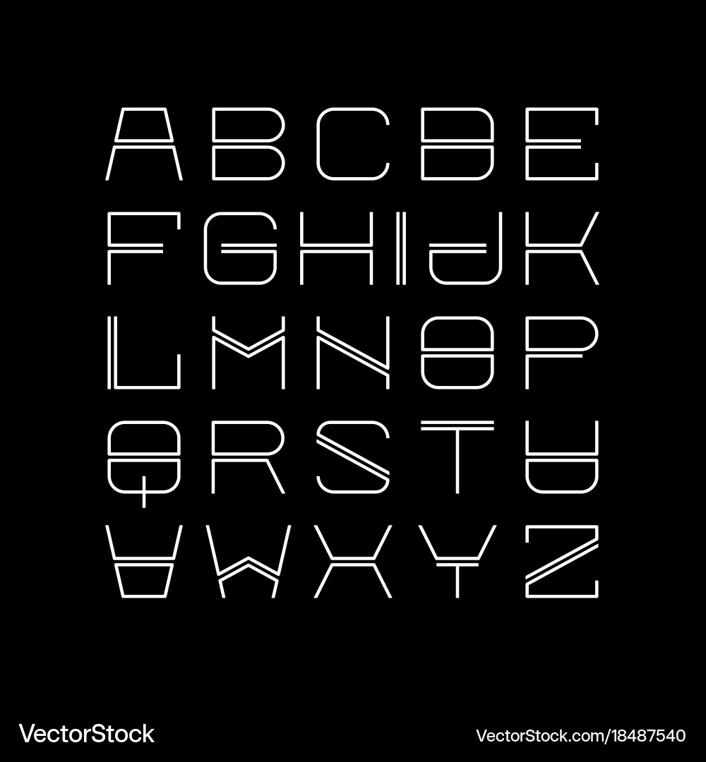 Linear Alphabet Font - Thin & Modern Vector Image