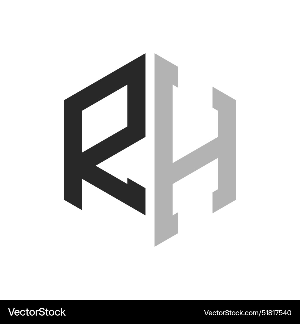 Modern unique hexagon letter rh logo design Vector Image