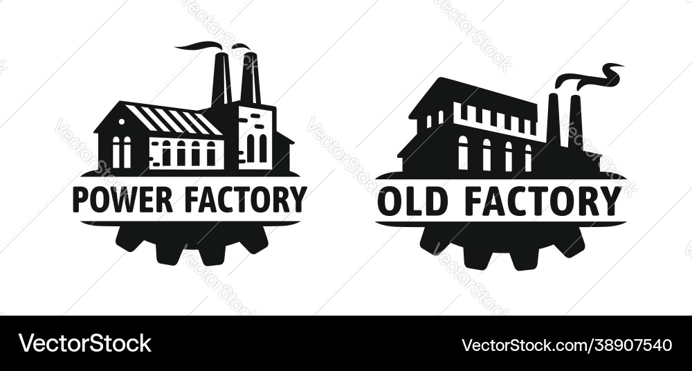 Old factory black logo industrial Royalty Free Vector Image