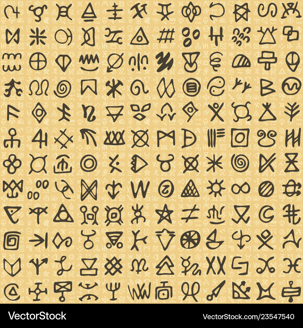 Seamless pattern digital art ritual symbols Vector Image