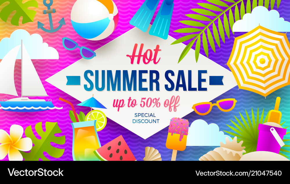 Summer sale promotion banner Royalty Free Vector Image