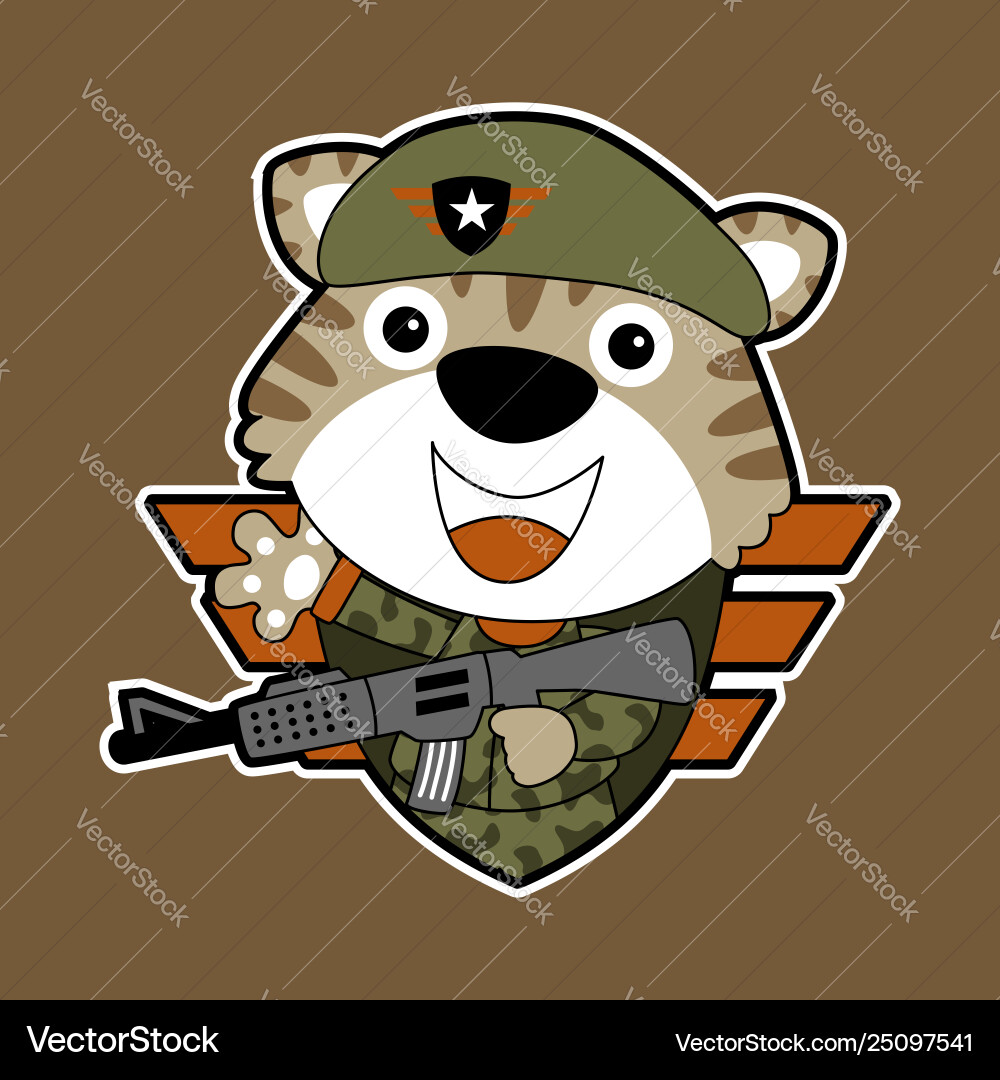 Army tiger cartoon special forces with rifle Vector Image