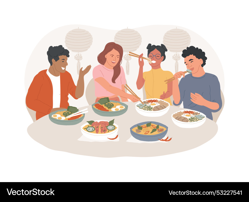 Asian restaurant isolated cartoon Royalty Free Vector Image