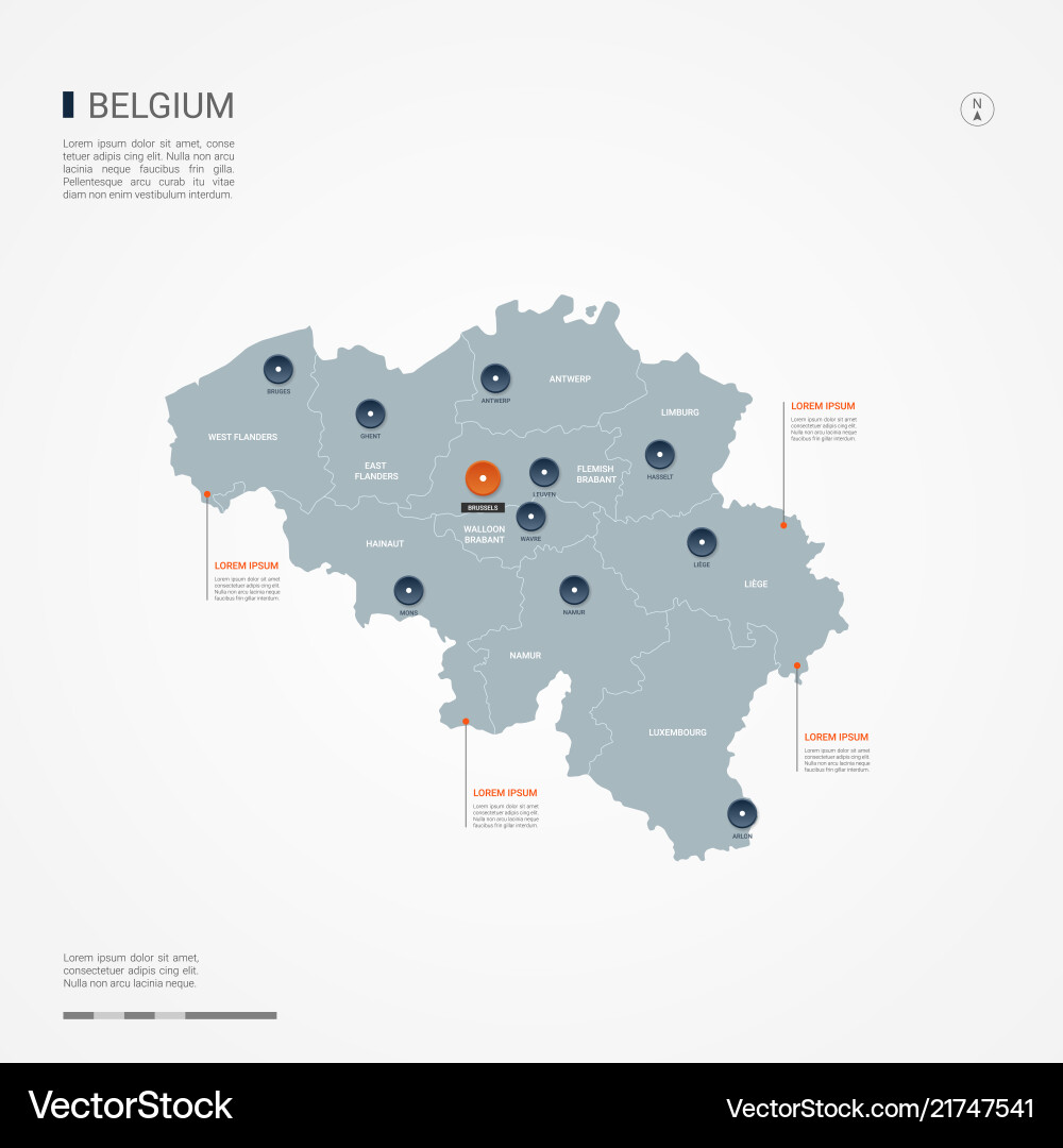 Belgium infographic map Royalty Free Vector Image