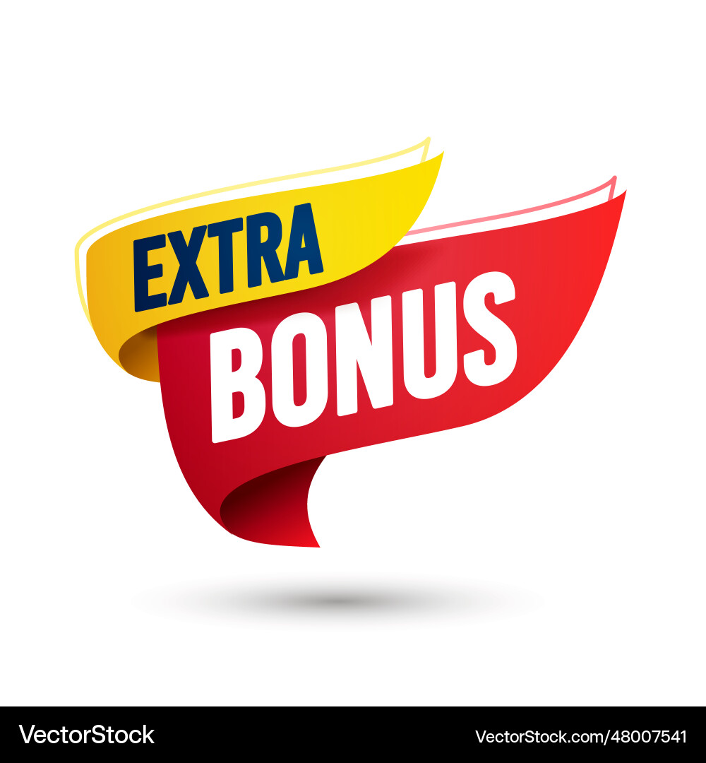 Colorful flag pin with text extra bonus Royalty Free Vector