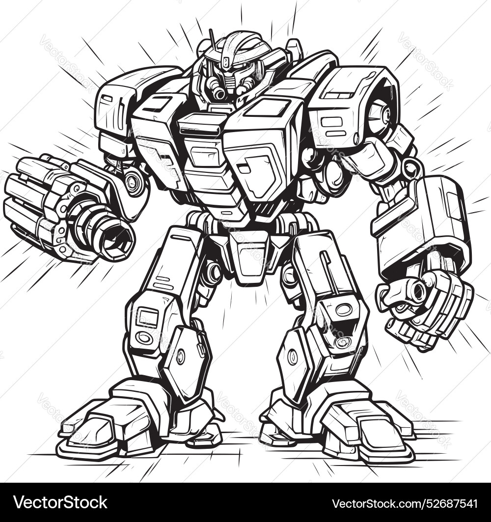Cybernetic arsenal black icon on robot weapon Vector Image