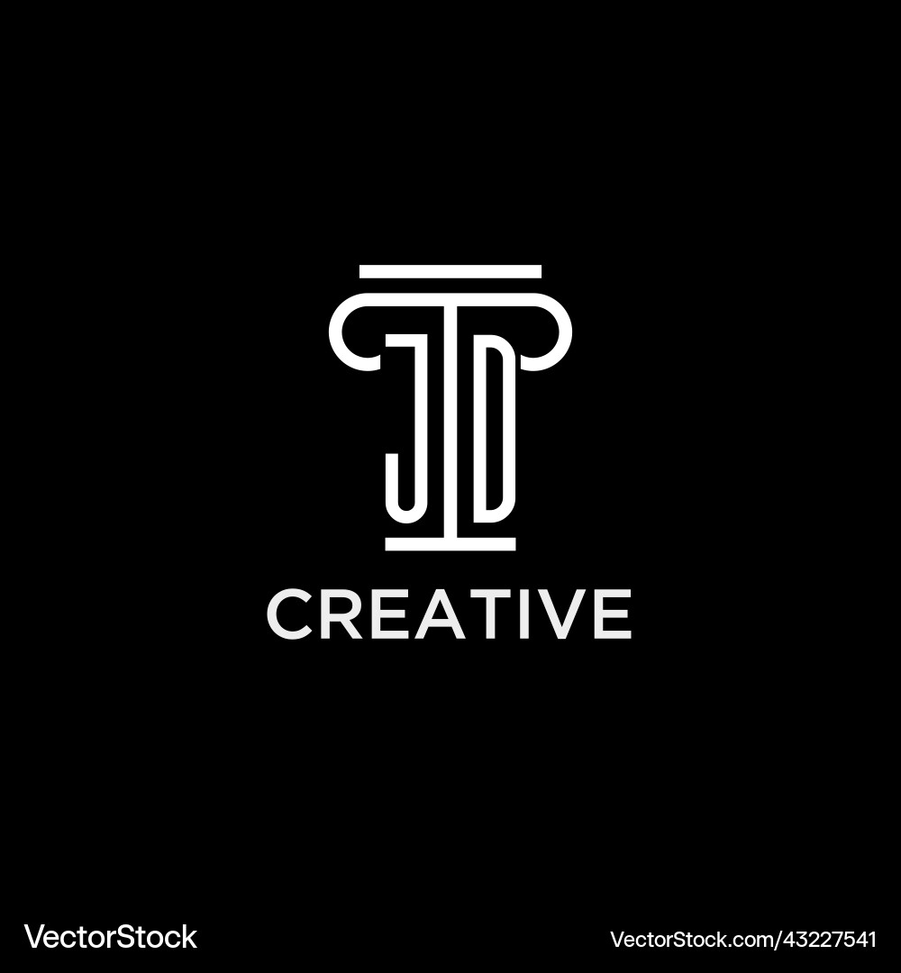 Jd monogram initial logo with pillar shape icon Vector Image