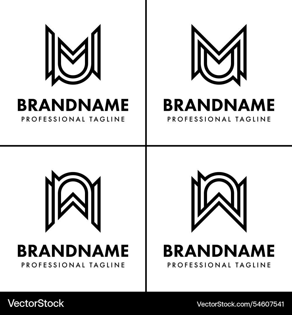 Letters mu and wn monogram logo set suitable Vector Image