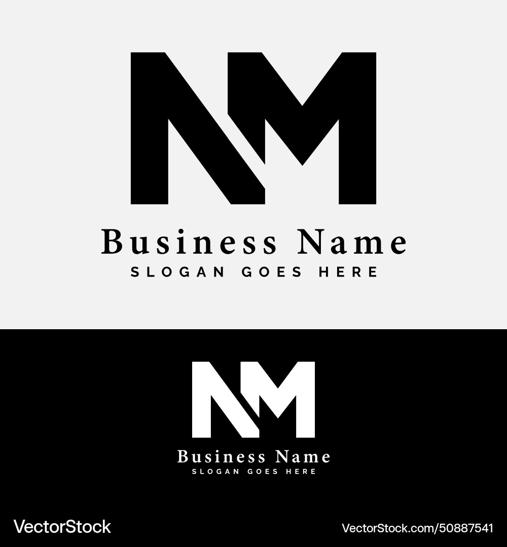 N m nm letter logo alphabet initial icon Vector Image