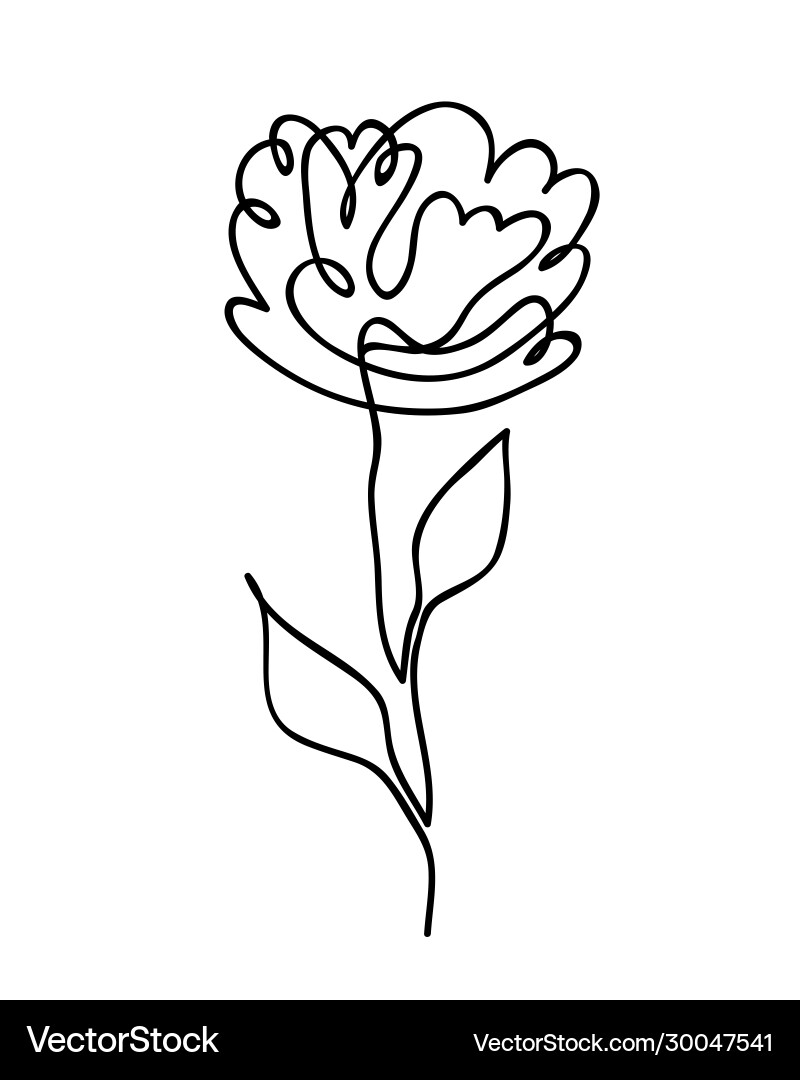 One line drawing abstract flower hand drawn Vector Image
