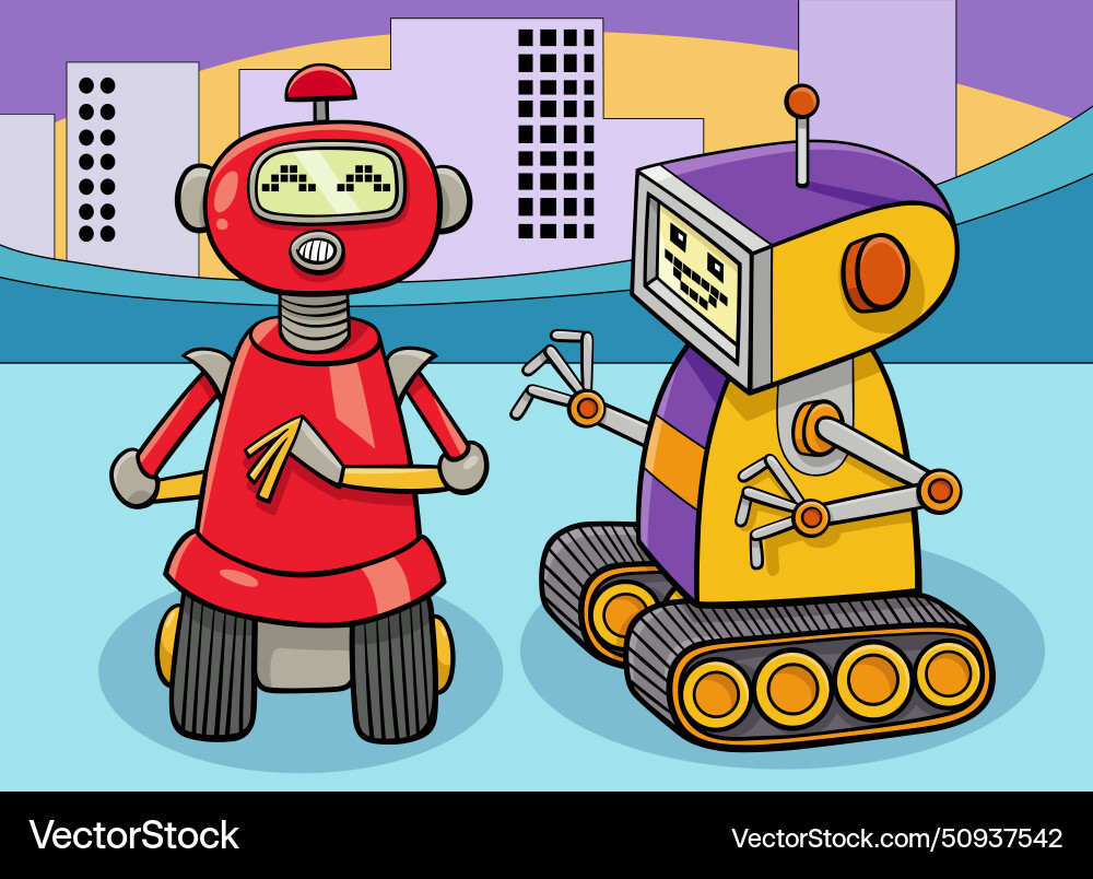 Cartoon robots science fiction characters Vector Image