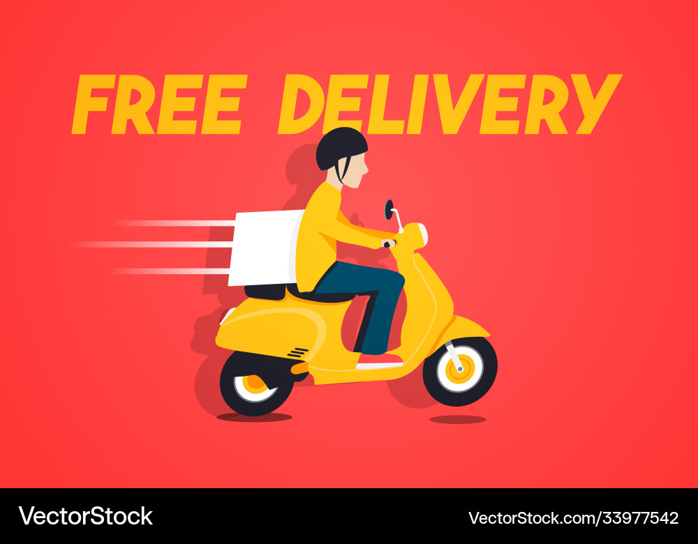 Free delivery concept supplier on scooter Vector Image