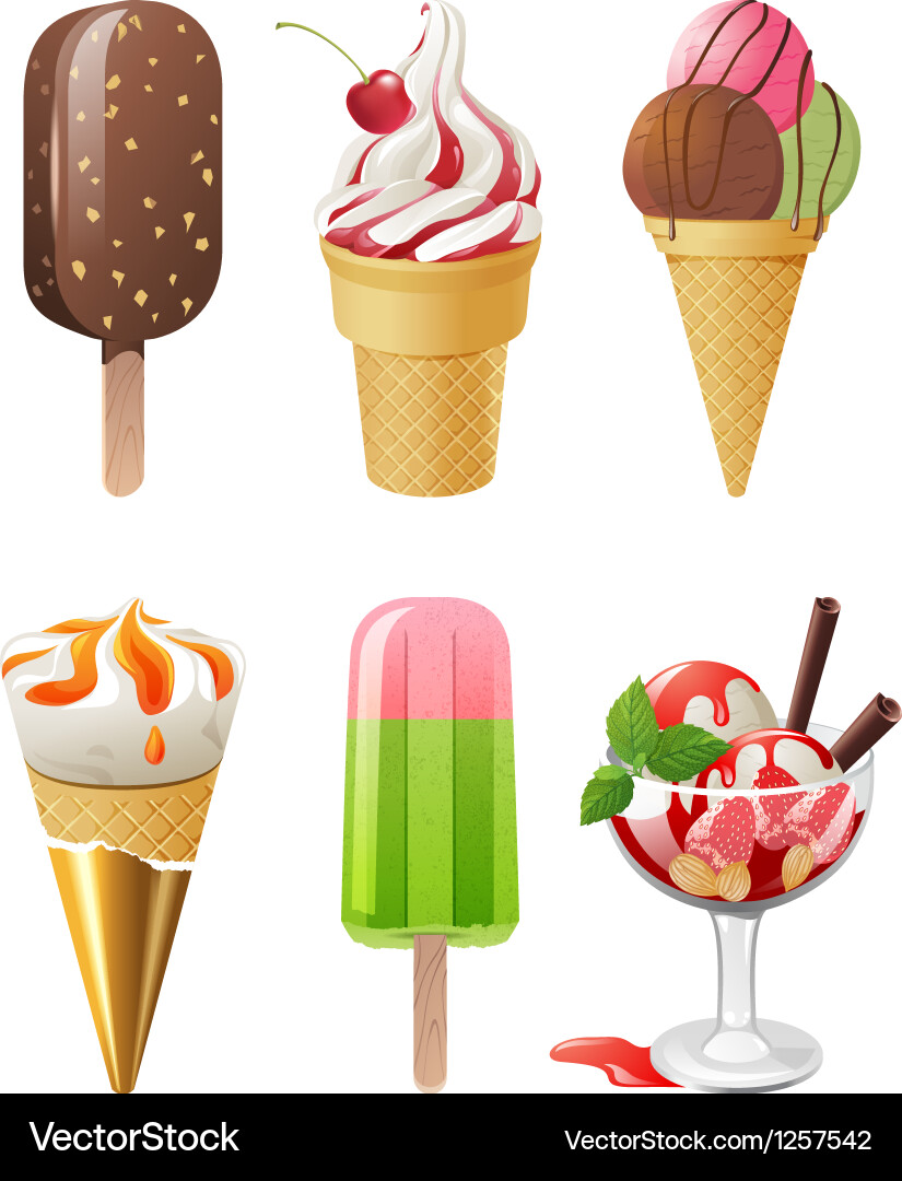 Ice cream set Royalty Free Vector Image - VectorStock