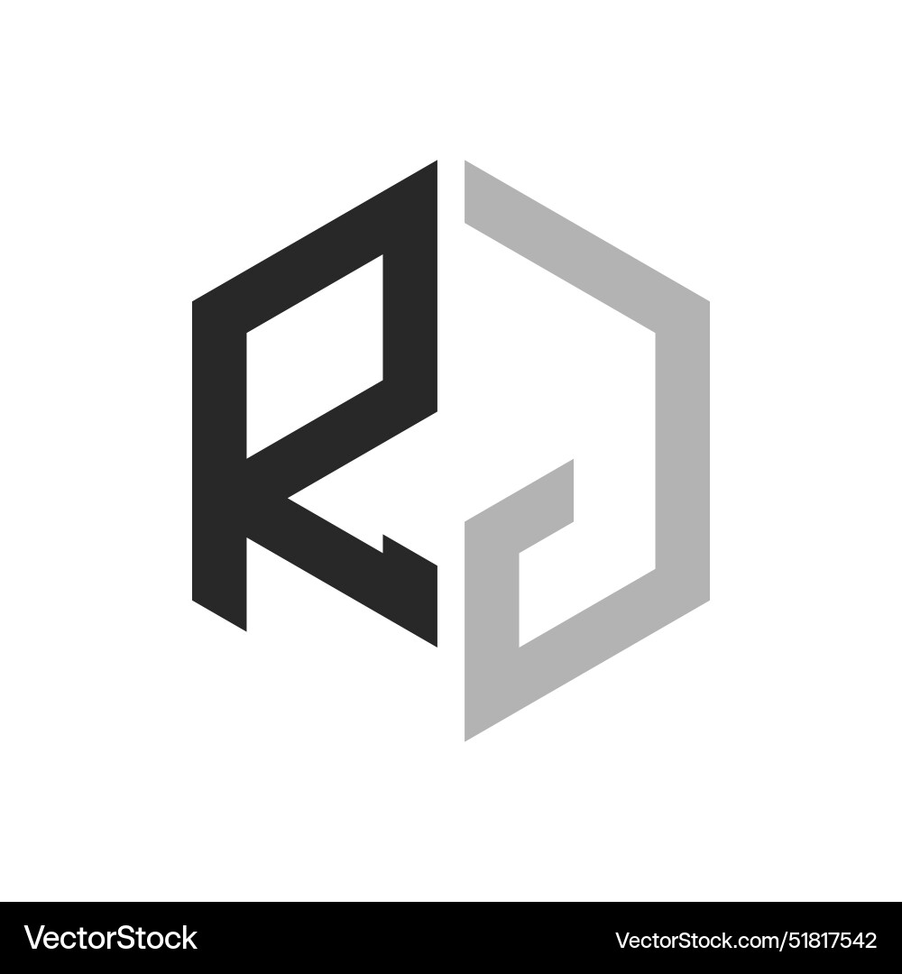 Modern unique hexagon letter rj logo design Vector Image