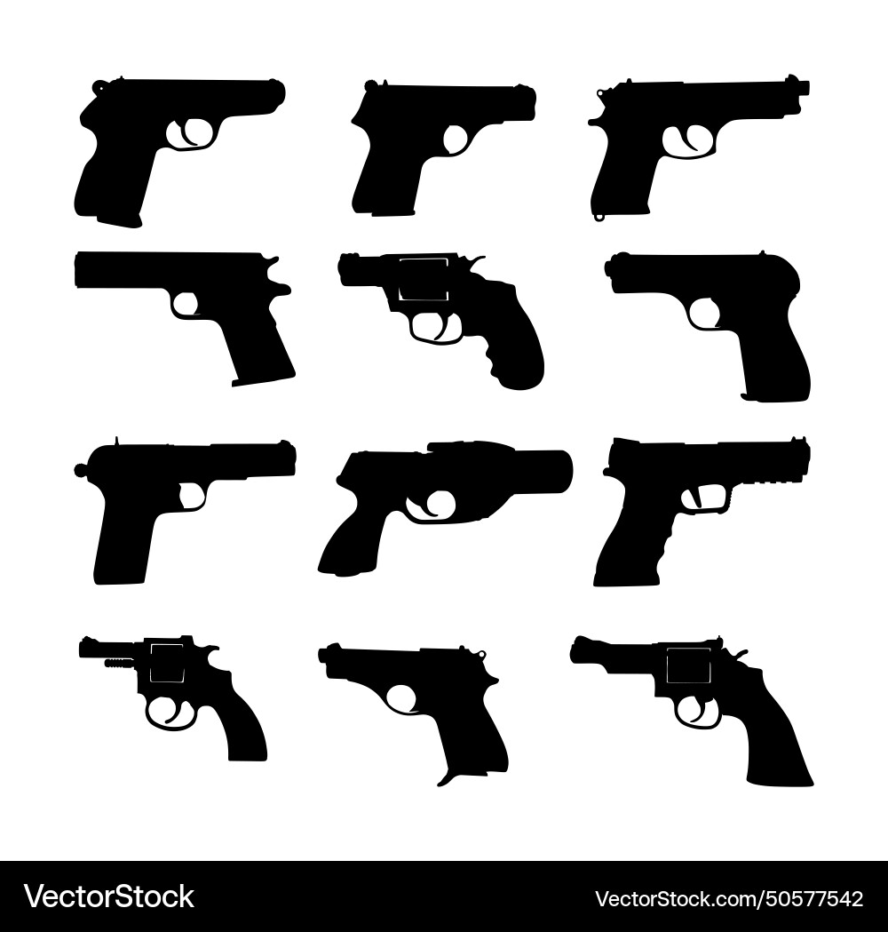Pistol gun silhouette isolated Royalty Free Vector Image