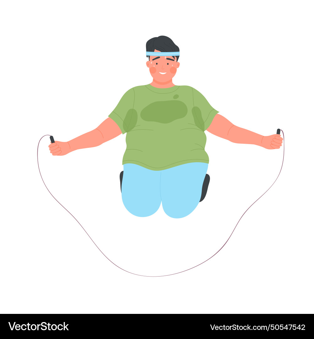 Plus size boy jumping rope Royalty Free Vector Image