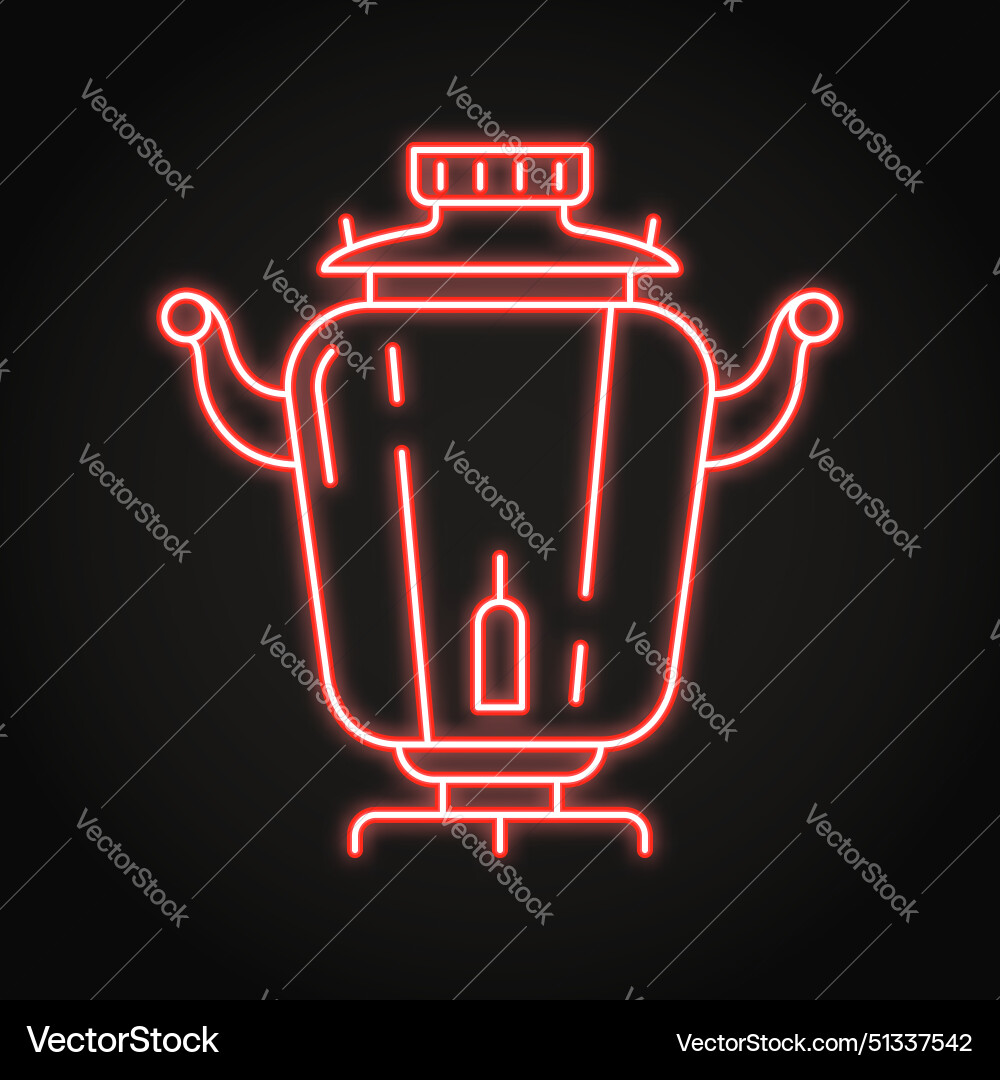 Traditional samovar neon line icon Royalty Free Vector Image