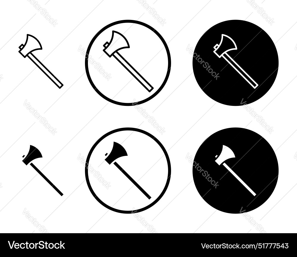 Axe icon set black filled and outlined style Vector Image