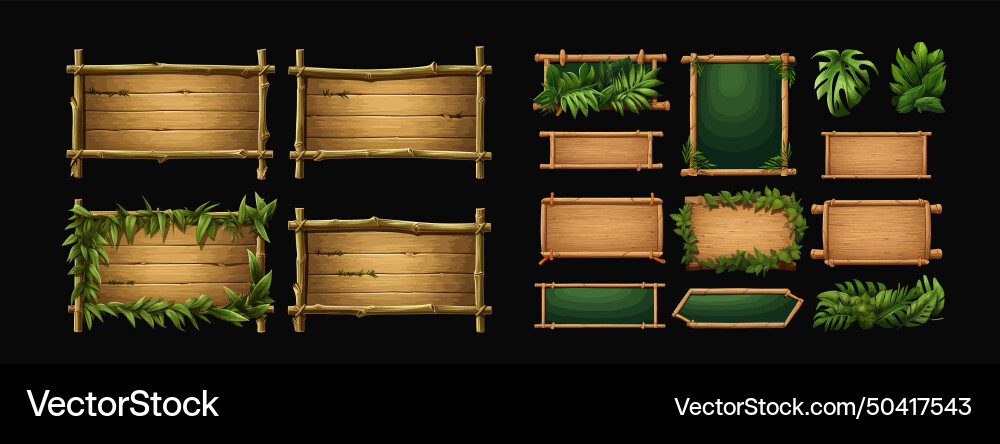 Collection of wooden signboards frames Royalty Free Vector