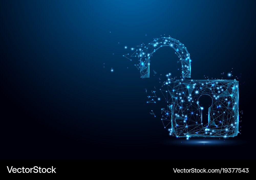 Cyber unlock security concept lock symbol Vector Image