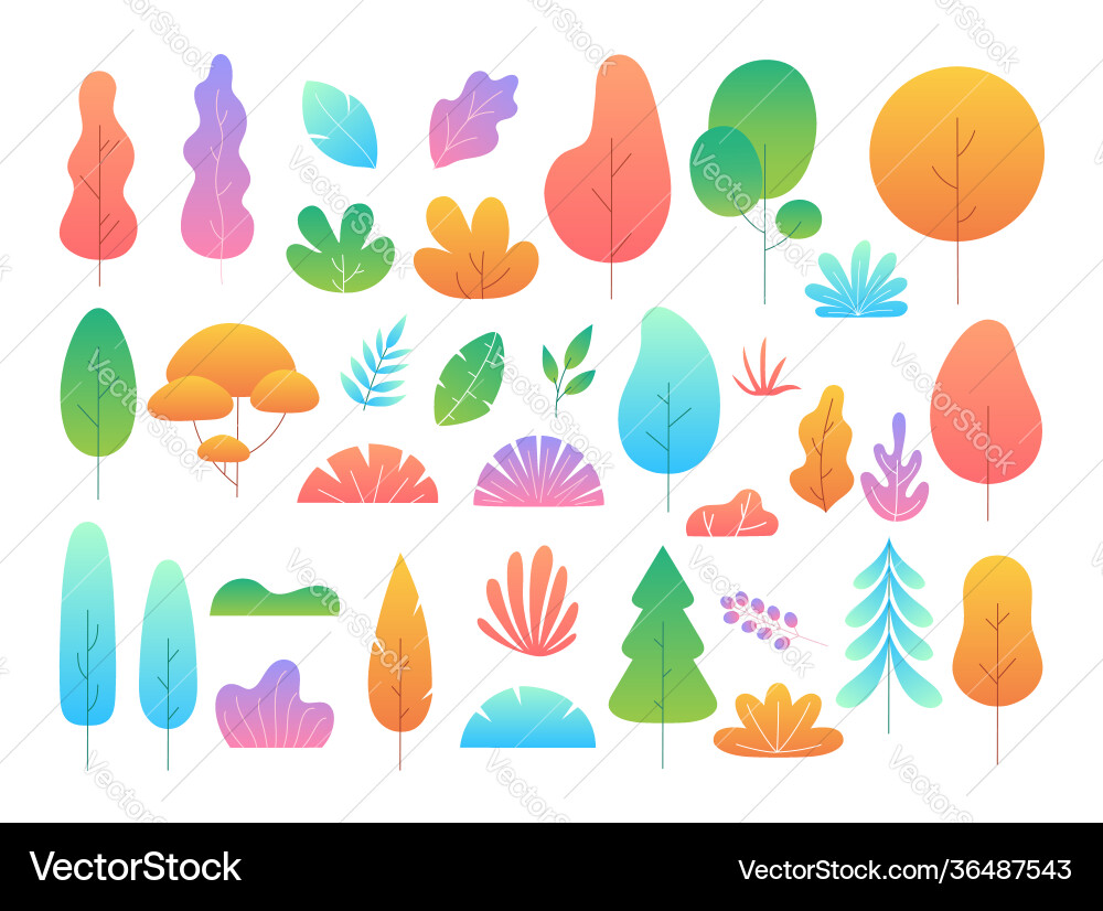Flat minimal tree and leaves Royalty Free Vector Image