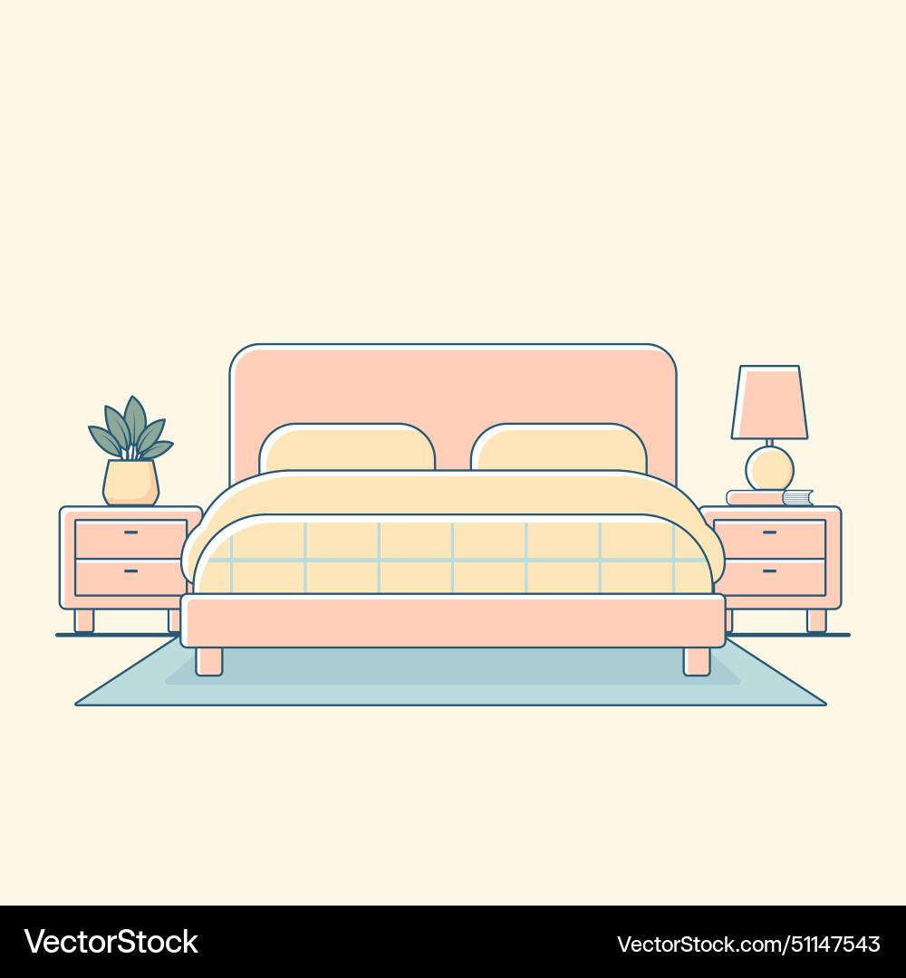 Flat of minimal bedroom interior Royalty Free Vector Image