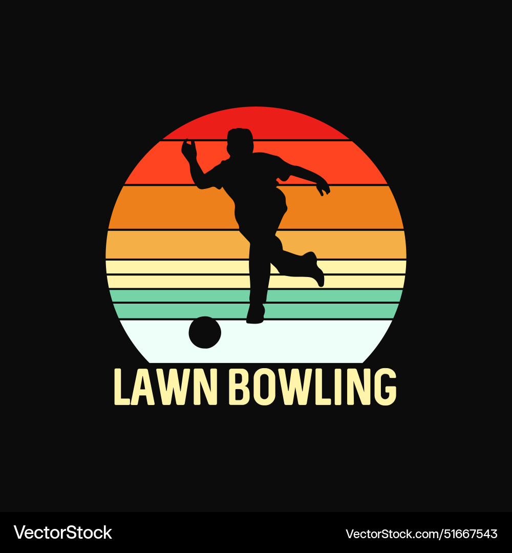 Lawn bowling vintage retro sunset Royalty Free Vector Image