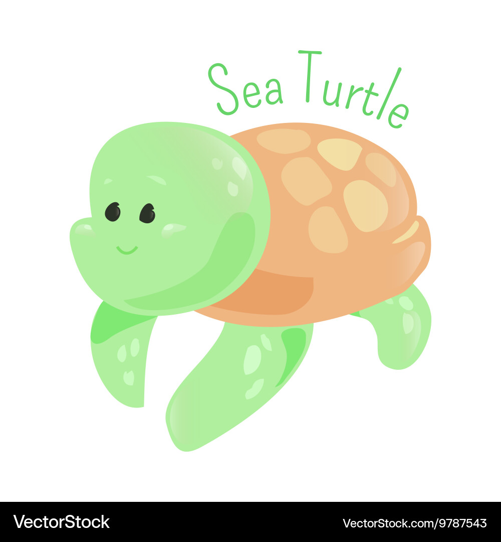 Sea turtle isolated marine animals sticker Vector Image