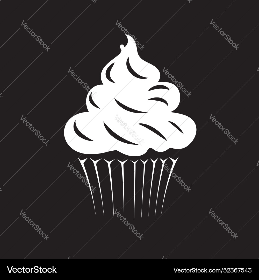 Sugar coated elegance black icon cupcake whipped Vector Image