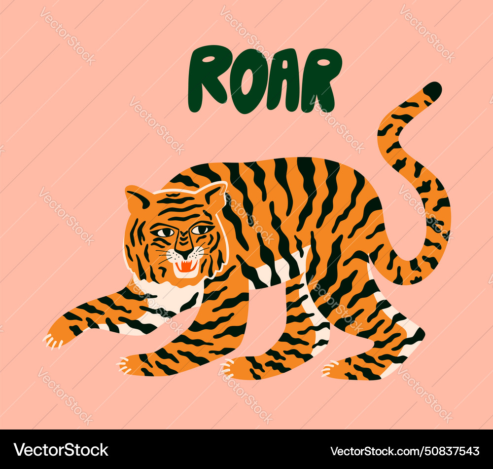 Tiger roar poster abstract Royalty Free Vector Image