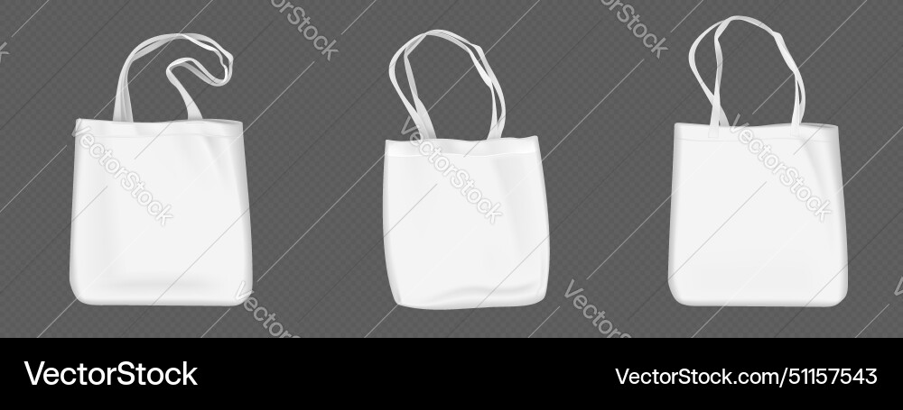 White eco tote bag mockup cotton template Vector Image