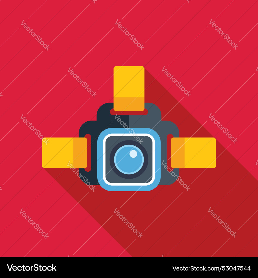 Action camera with mounting straps for recording Vector Image