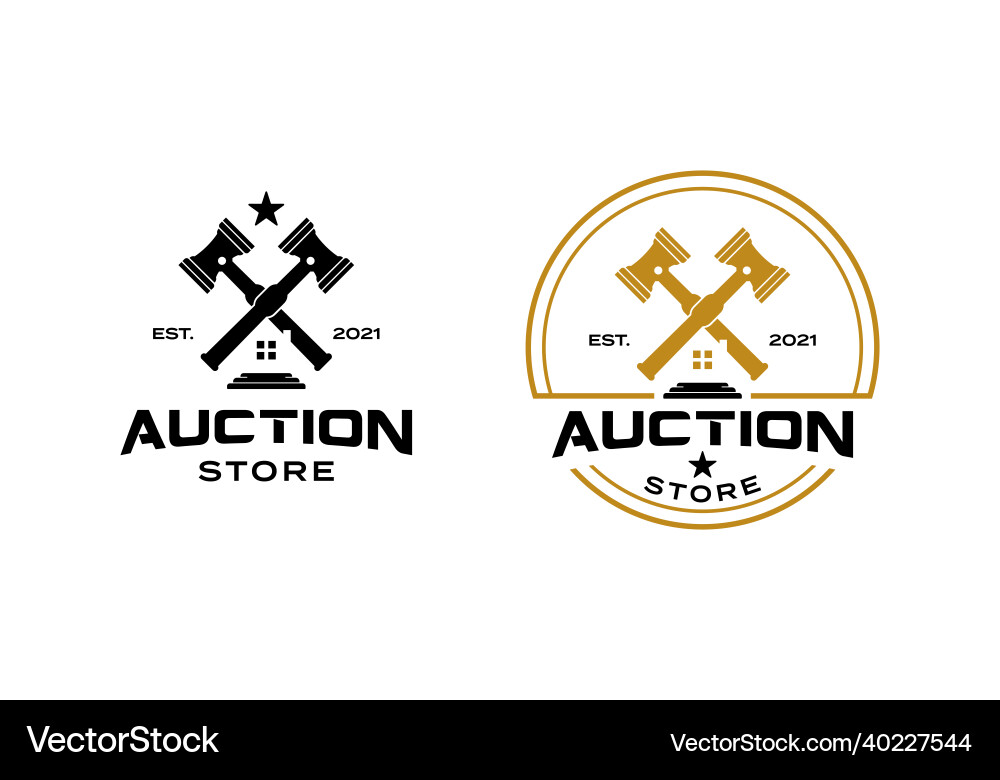 Auction store house logo design stamp label Vector Image