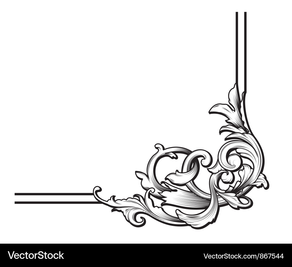 Baroque floral element Royalty Free Vector Image