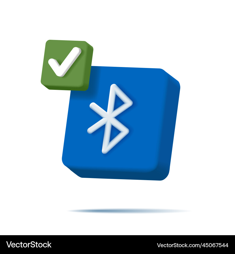 Bluetooth icon 3d sign on blue cube with green Vector Image