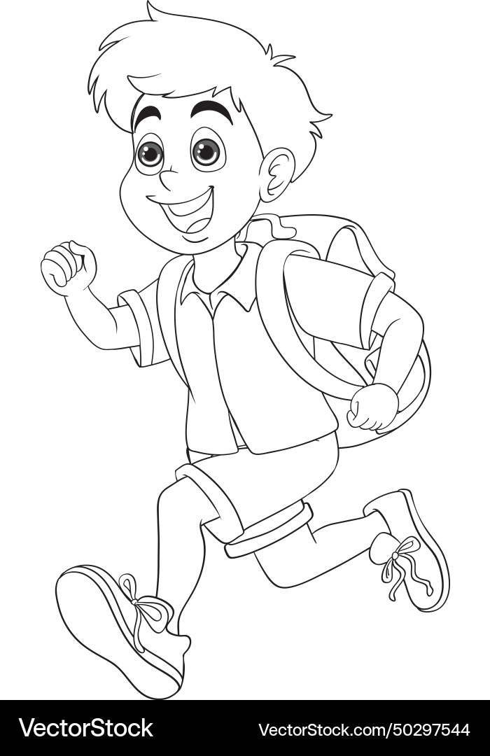 Cheerful young boy running energetically Vector Image