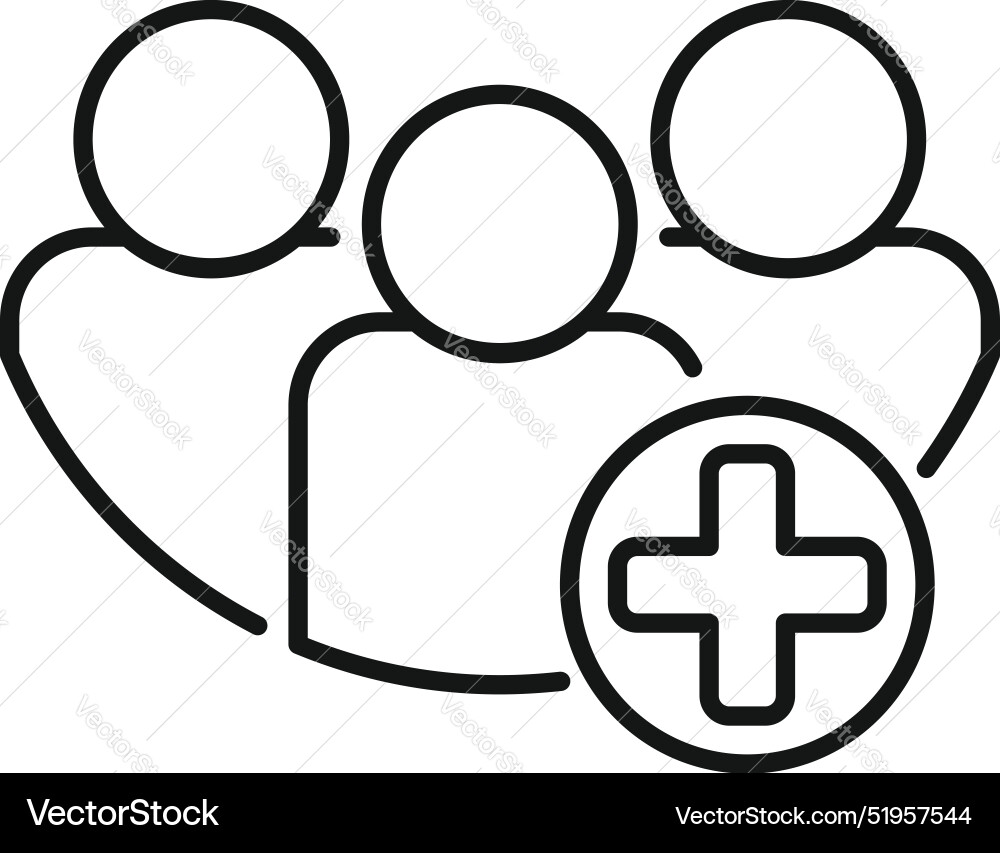 Group of people adding new member with plus sign Vector Image
