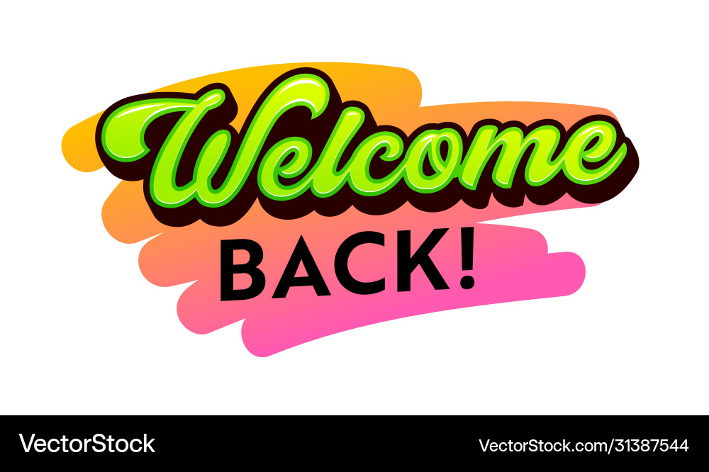 Welcome back banner with green and black Vector Image